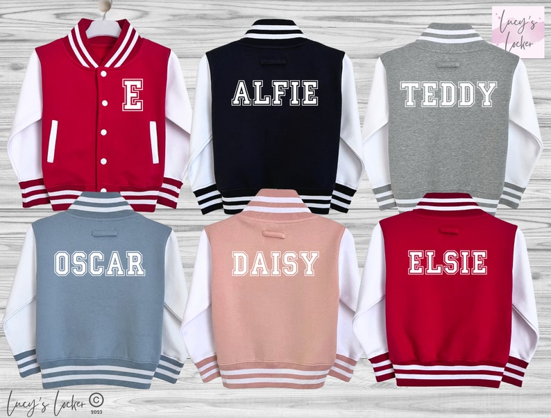 Personalised Kids Varsity Jacket | Initial , Name, Age, Number ...