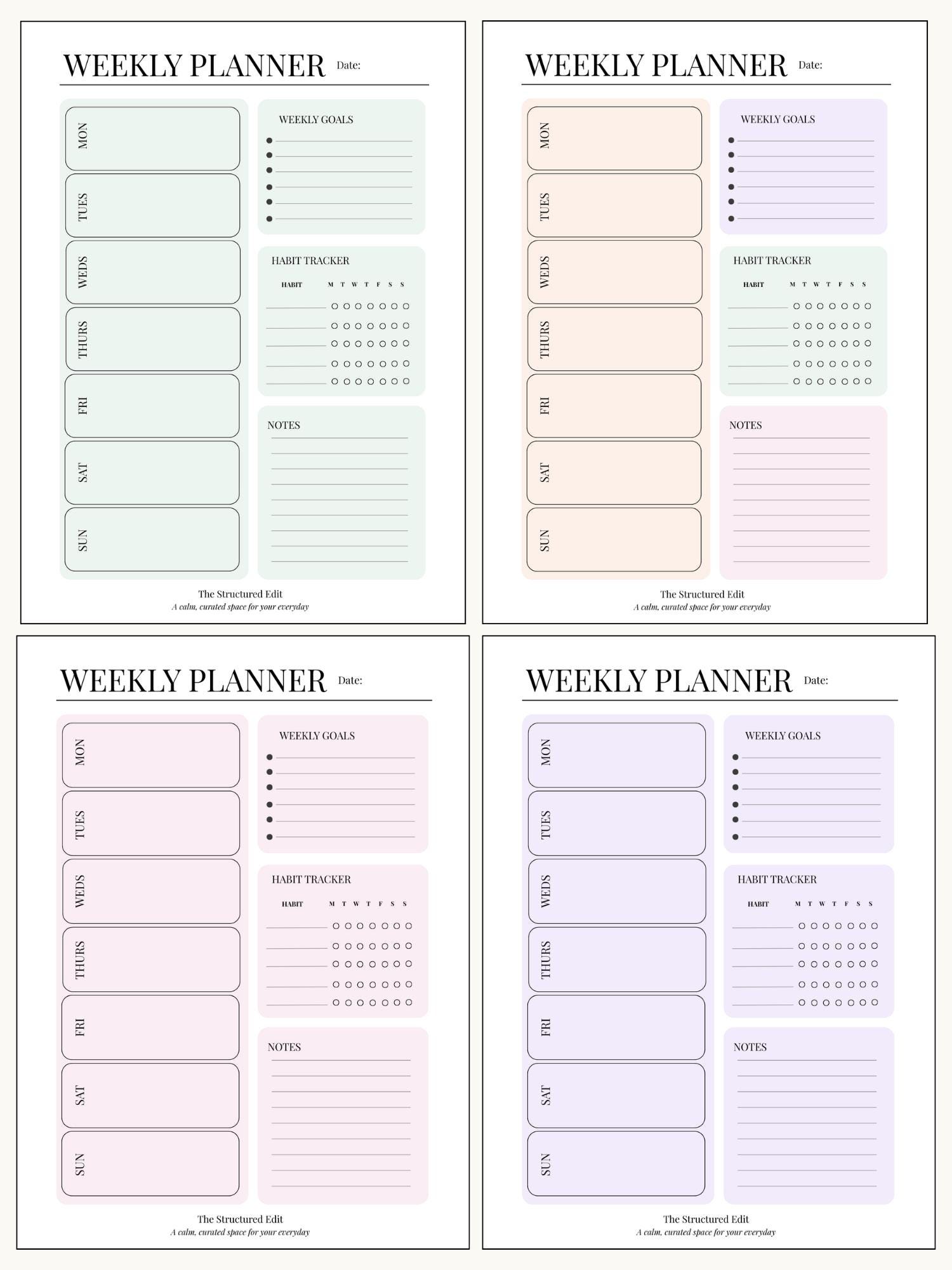 Minimal Weekly Planner Printable | A4 Agenda (digital Download) - Etsy