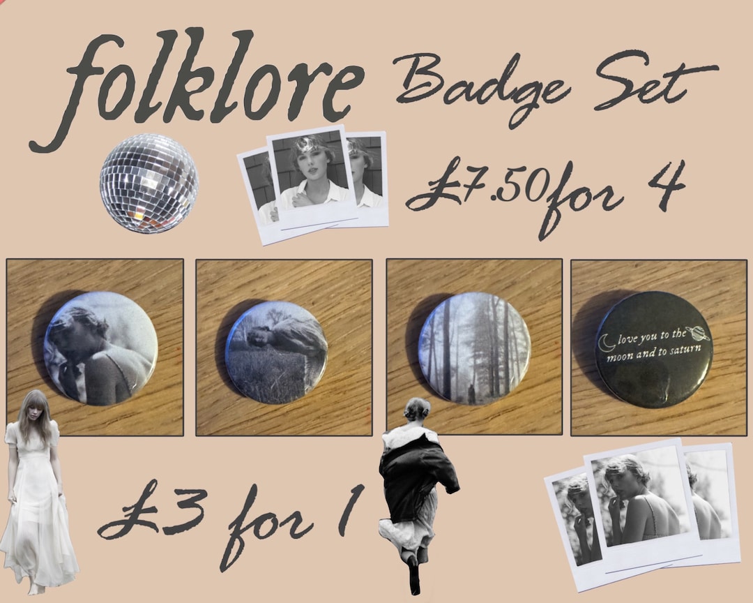 Taylor Swift 'folklore' Album Pin Badge Set - Etsy