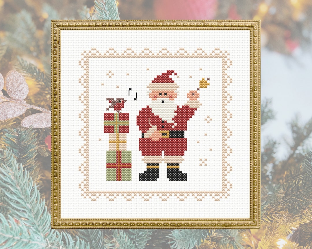 Santa Claus Cross Stitch Pattern, Small Christmas Cross Stitch Pattern ...