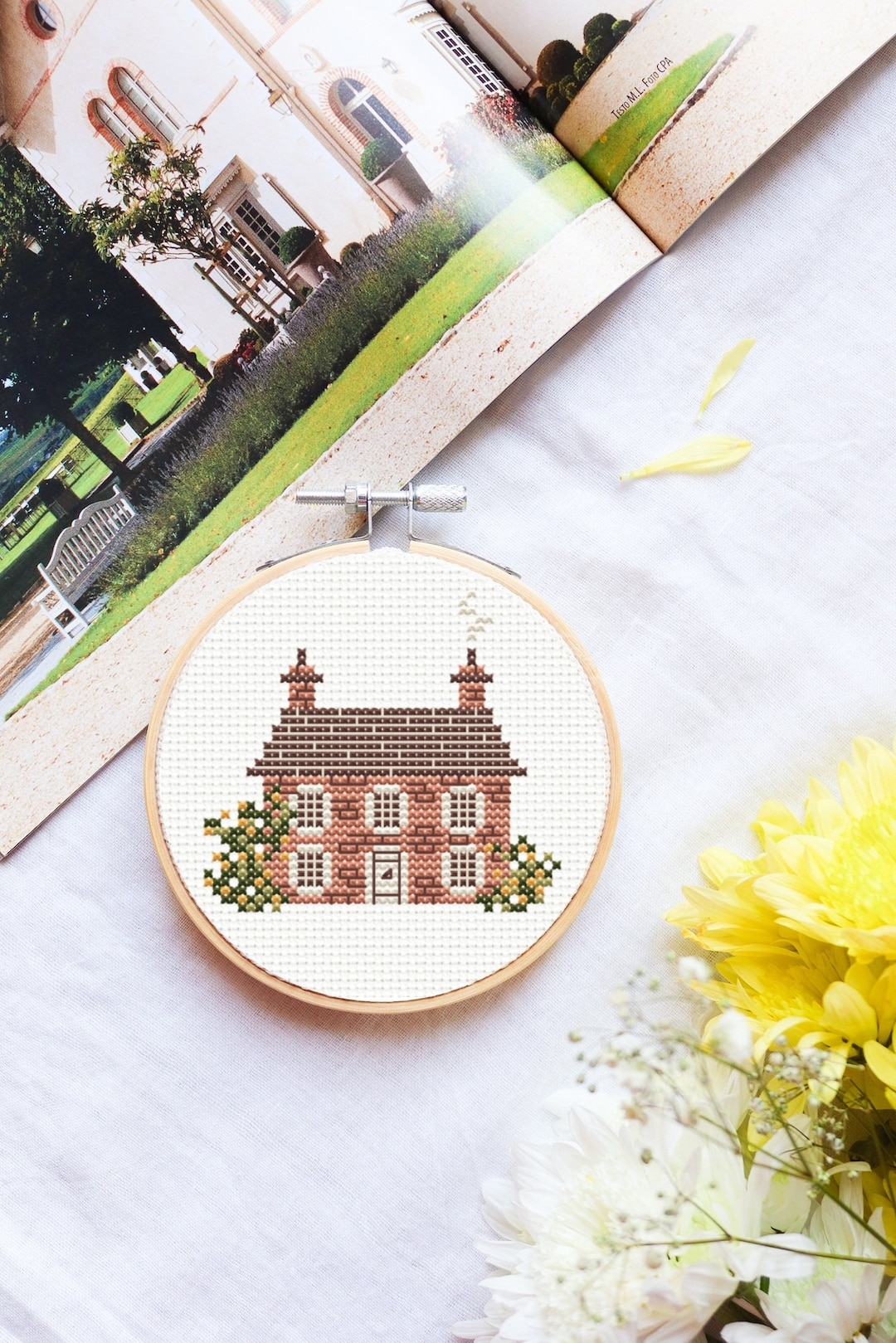Cottage Cross Stitch Pattern, Spring Cross Stitch Pattern, House Cross ...
