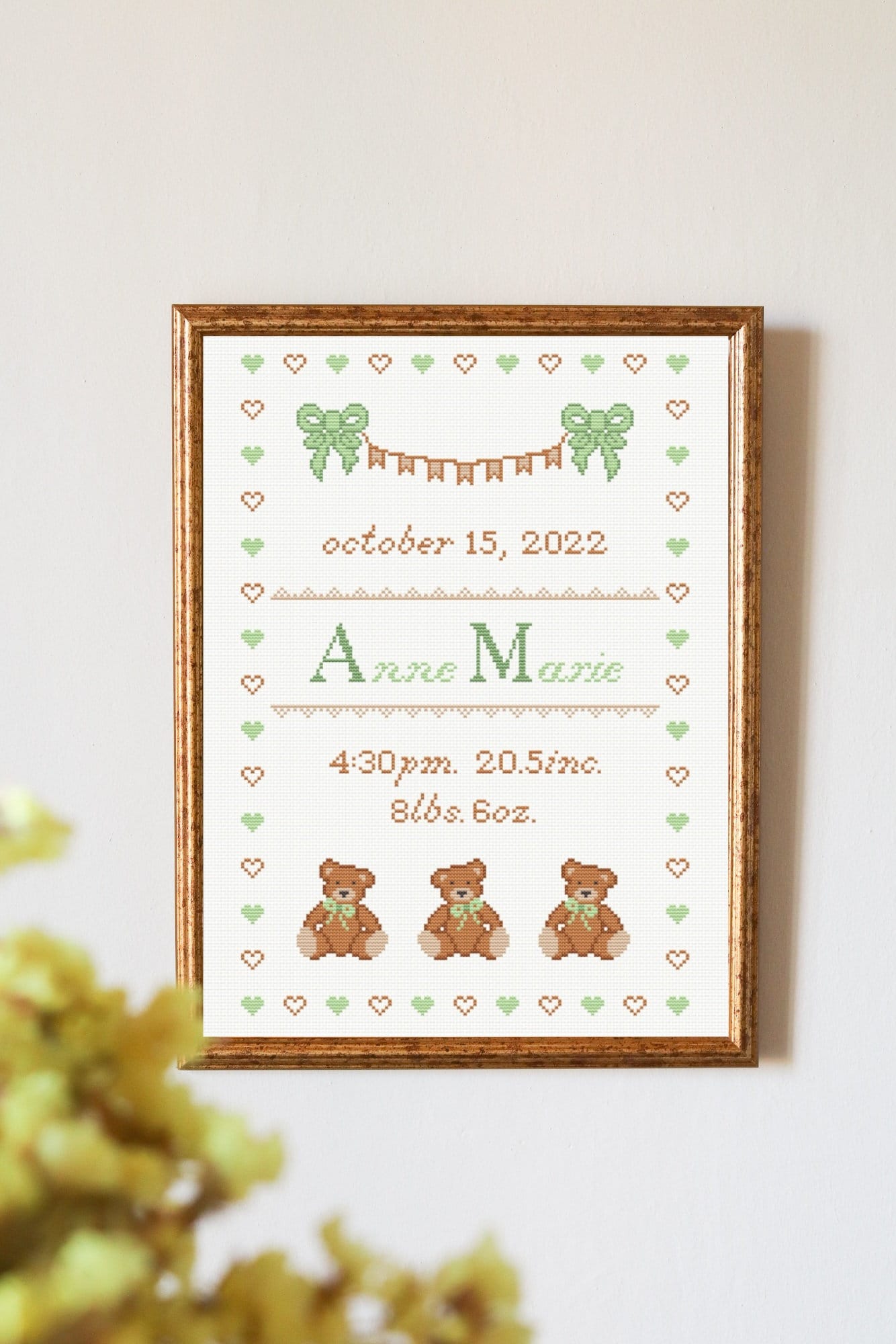 Birth Announcement Cross Stitch Pattern Baby Boy Cross Stitch - Etsy