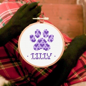 Paw Cross Stitch Pattern, Custom Cross Stitch Pattern, Pet Cross Stitch ...