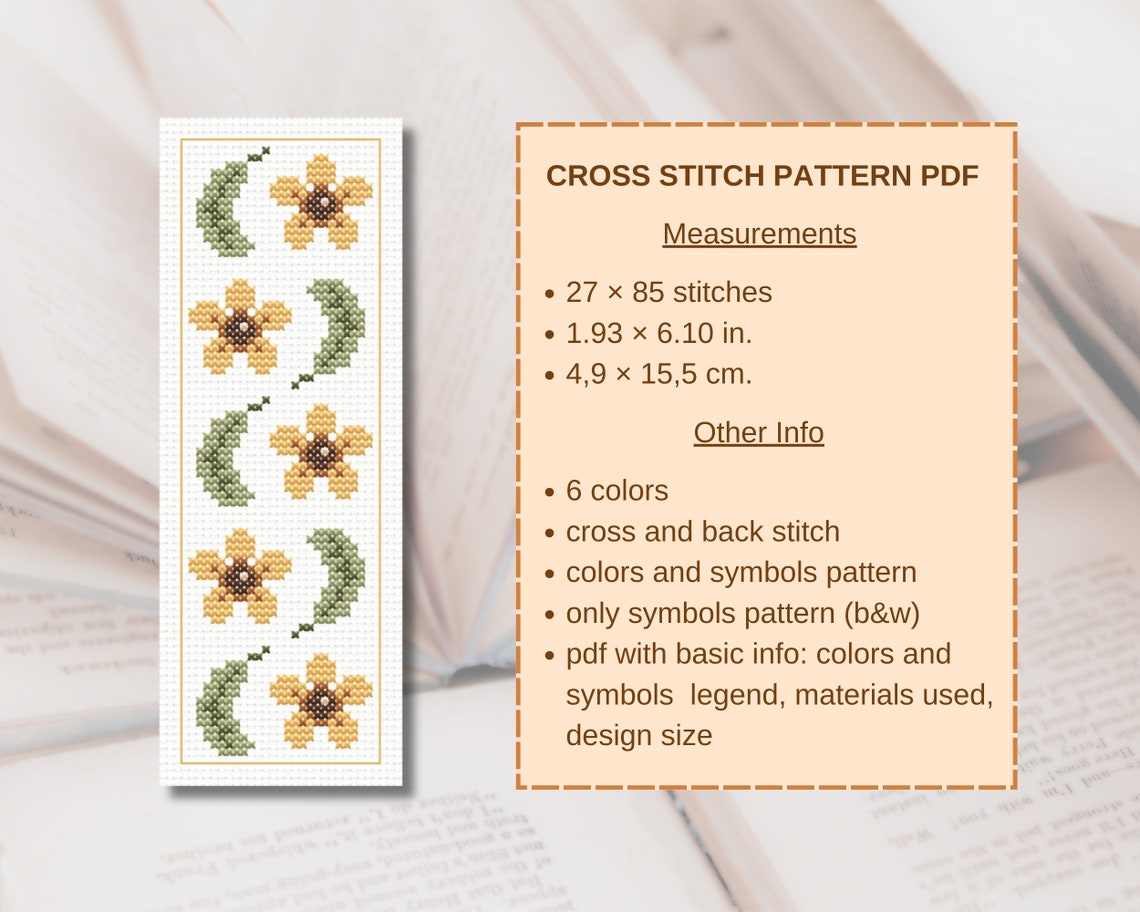 Bookmark Cross Stitch Pattern, Flowers Cross Stitch Pattern, Spring ...