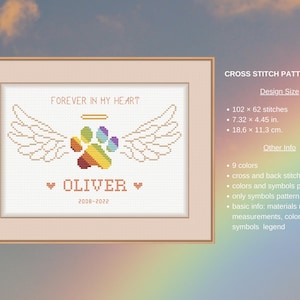 Pet Memorial Cross Stitch Pattern, Dog Memorial, Cat Memorial, Pet Loss ...