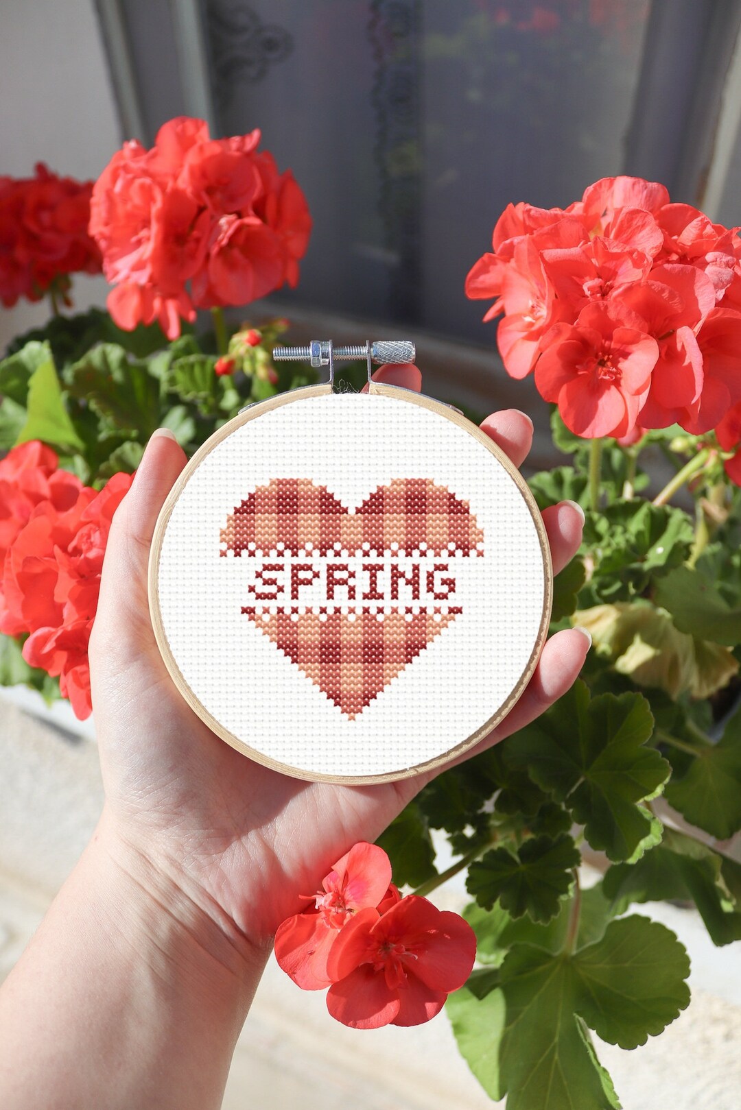 Spring Cross Stitch Pattern Pdf, Checkered Heart, Spring Tiered Tray ...