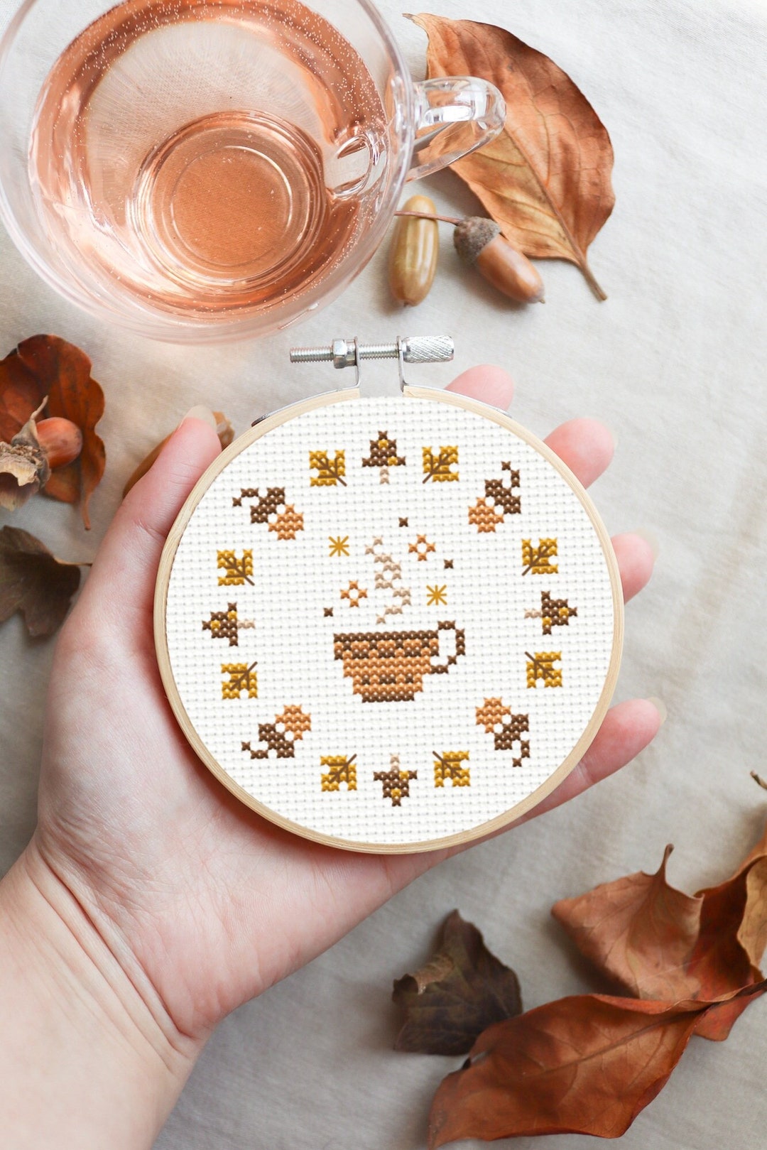 Tea Cross Stitch Pattern, Witchy Cross Stitch Pattern, Autumn Cross ...