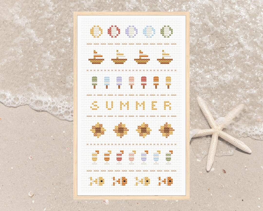Summer Cross Stitch Pattern, Sea Cross Stitch, Beach Cross Stitch ...
