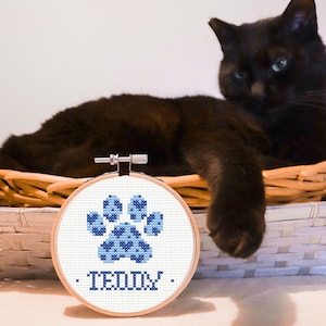 Paw Cross Stitch Pattern, Custom Cross Stitch Pattern, Pet Cross Stitch ...
