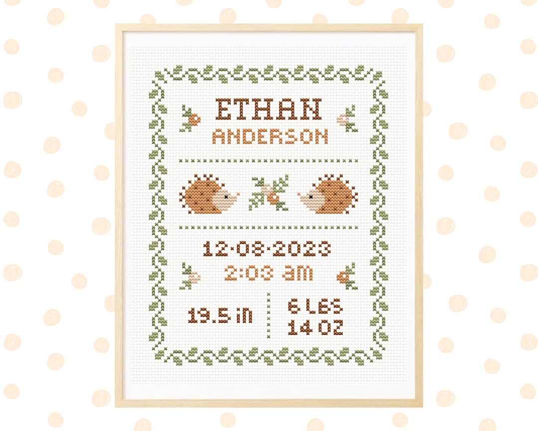Birth Announcement Cross Stitch Pattern, Baby Boy Cross Stitch, Baby ...