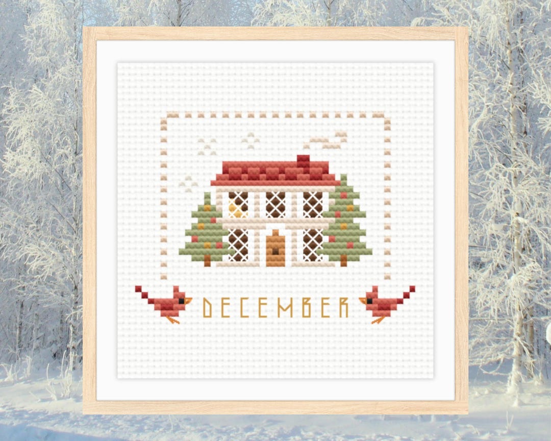 House Cross Stitch Pattern, Cottage Cross Stitch, Months of the Year ...