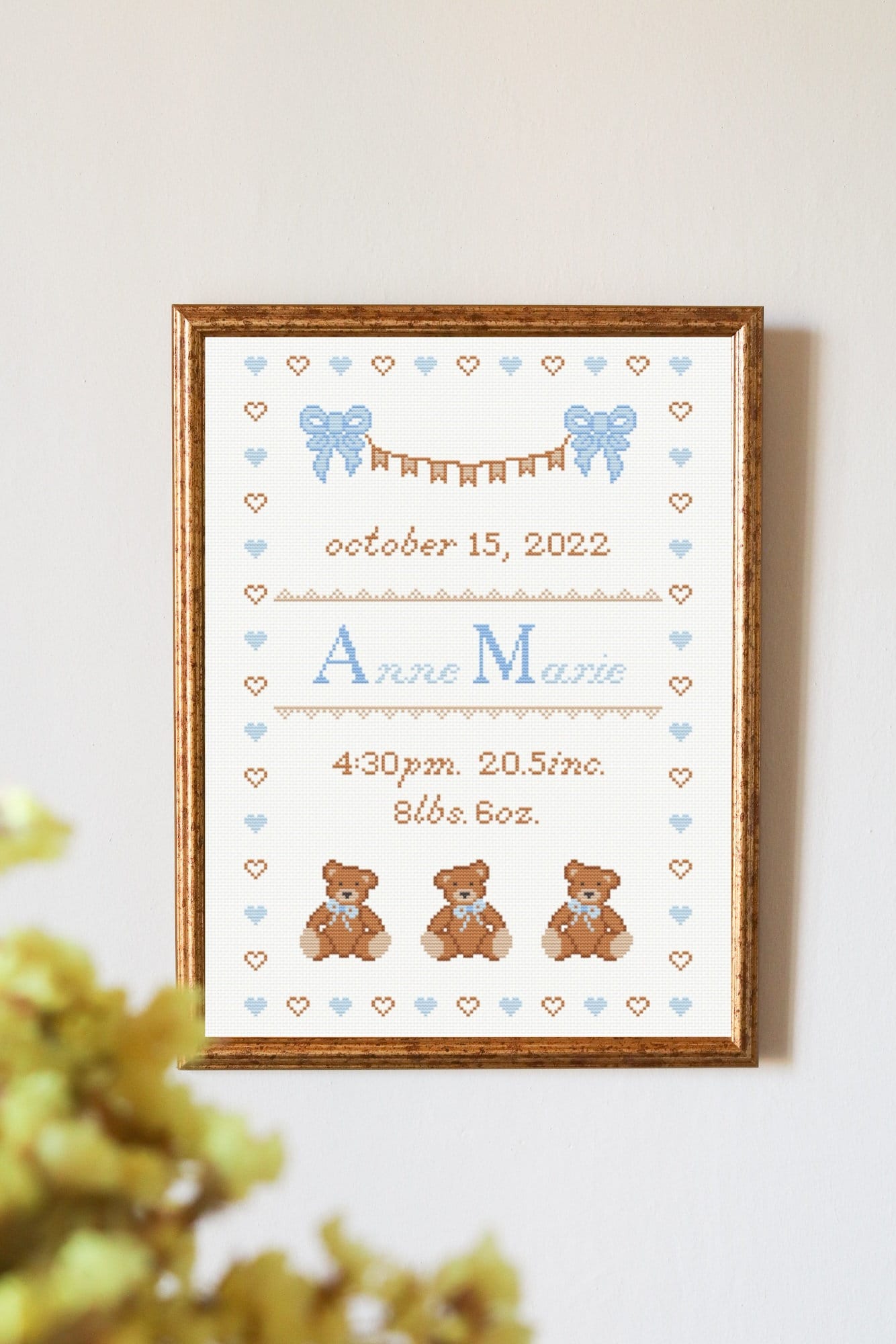 Birth Announcement Cross Stitch Pattern Baby Boy Cross Stitch - Etsy
