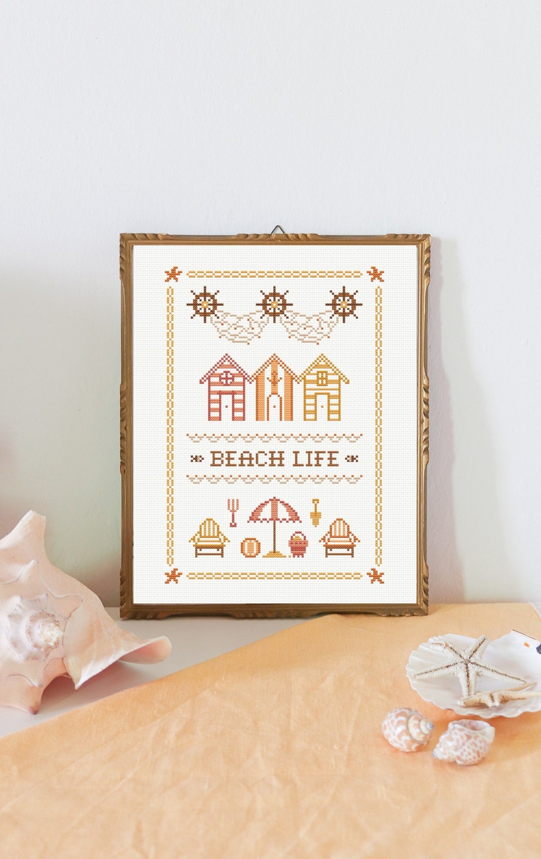 Beach Life Cross Stitch Pattern, Coastal Cross Stitch Pattern, Summer ...