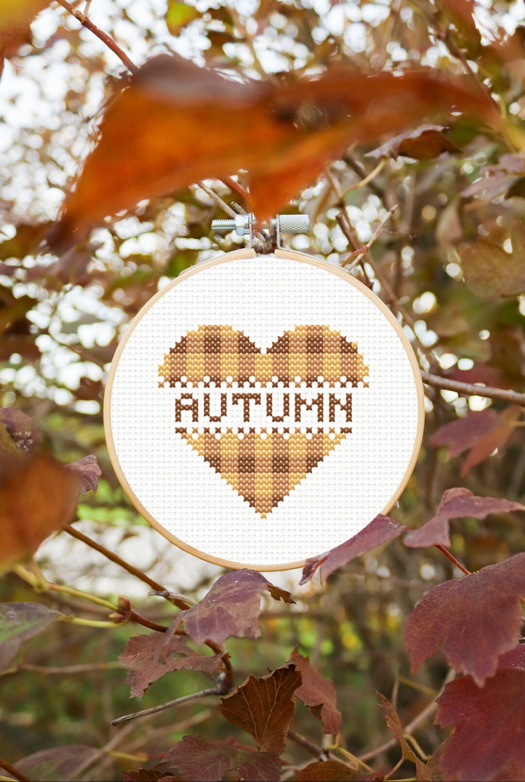 Autumn Cross Stitch Pattern, Fall Cross Stitch Pattern, Heart Cross ...