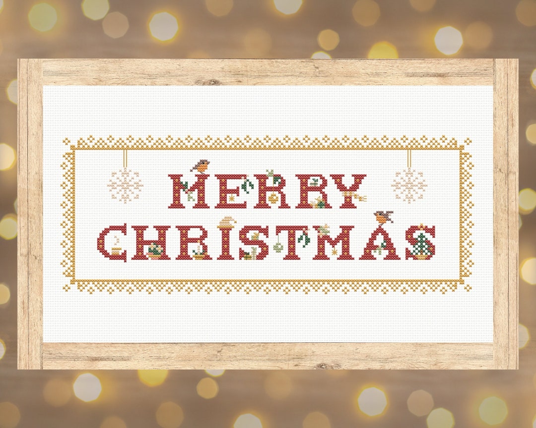 Christmas Cross Stitch Pattern, Merry Christmas Cross Stitch, Xmas ...
