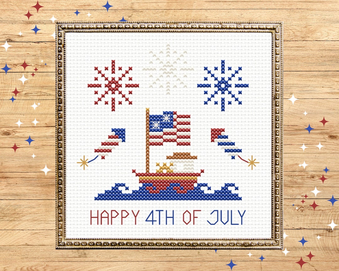 4th of July Cross Stitch Pattern, Independence Day Cross Stitch Pattern ...