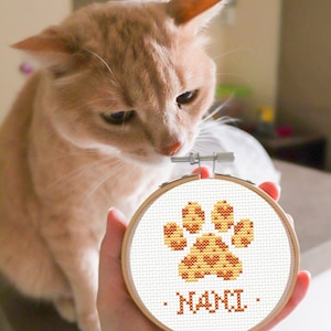Paw Cross Stitch Pattern, Custom Cross Stitch Pattern, Pet Cross Stitch ...