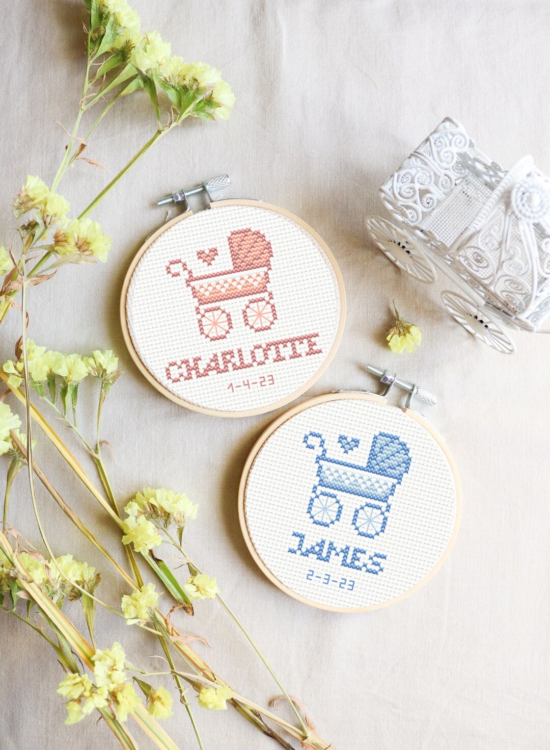 Baby Birth Announcement Cross Stitch Pattern PDF, Personalized Cross ...