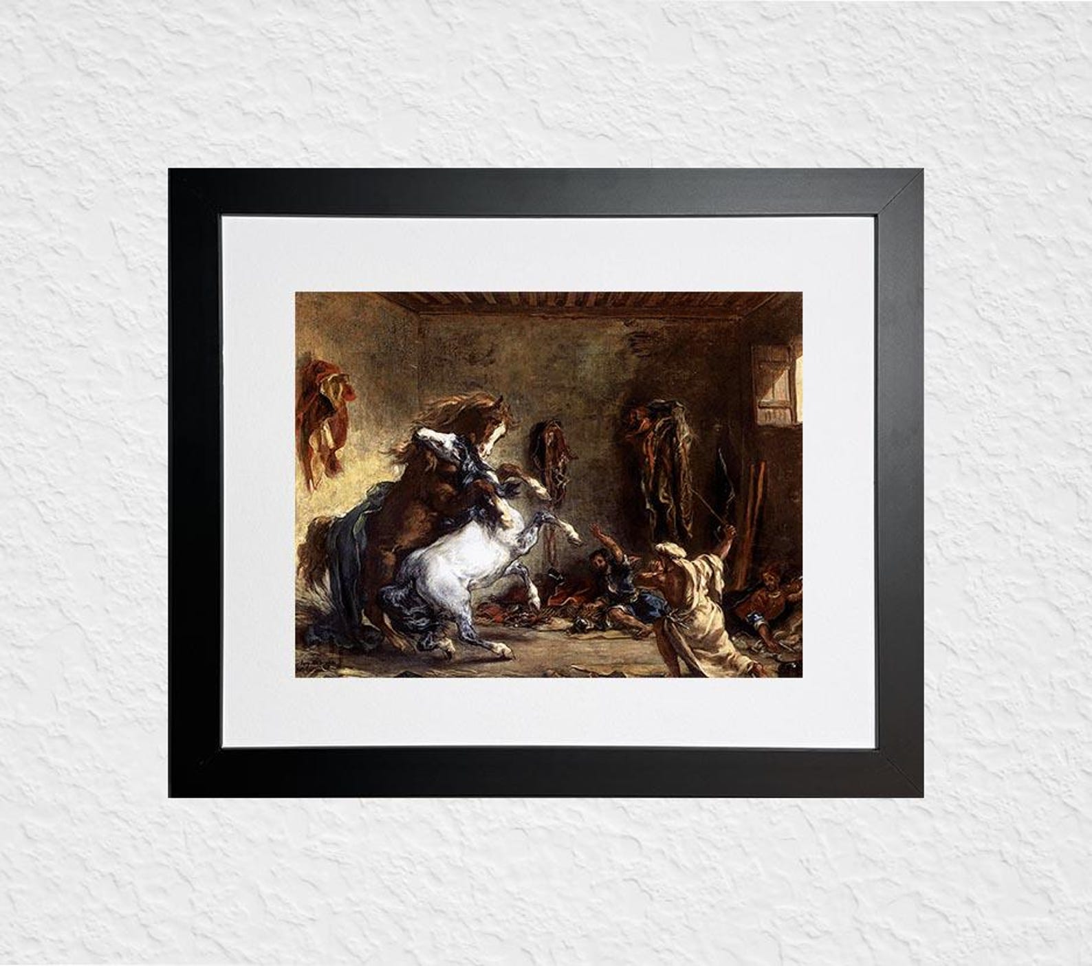 Delacroix, Eugène - Arab Horses Fighting in a Stable - Etsy