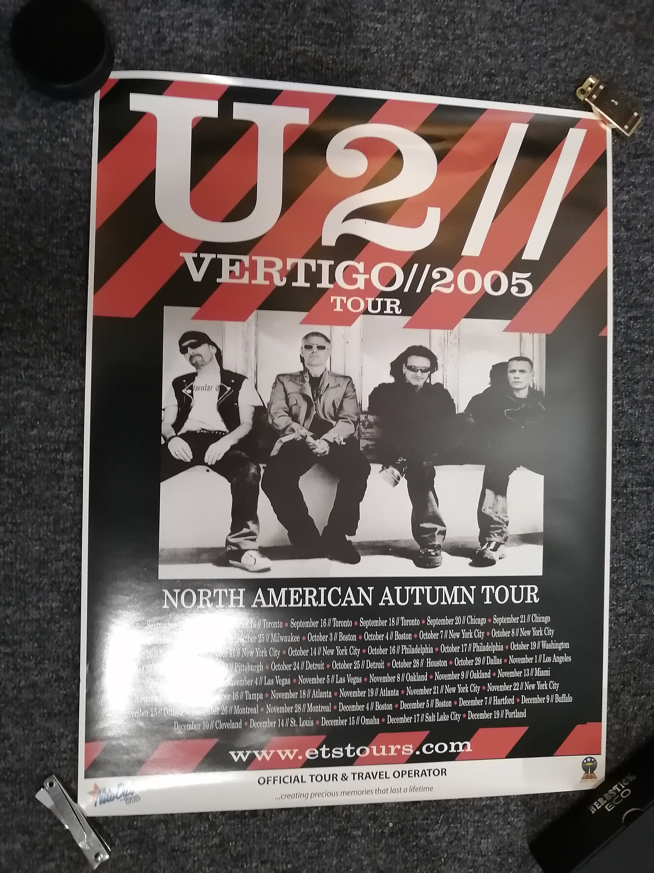 U2 Vertigo Poster 2005 Autumn North American Tour With Dates Bono Edge ...