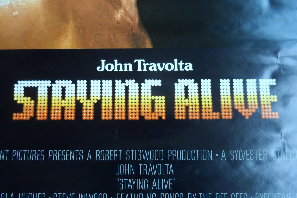 Staying Alive John Travolta Original 1983 Movie Poster Bee Gees ...