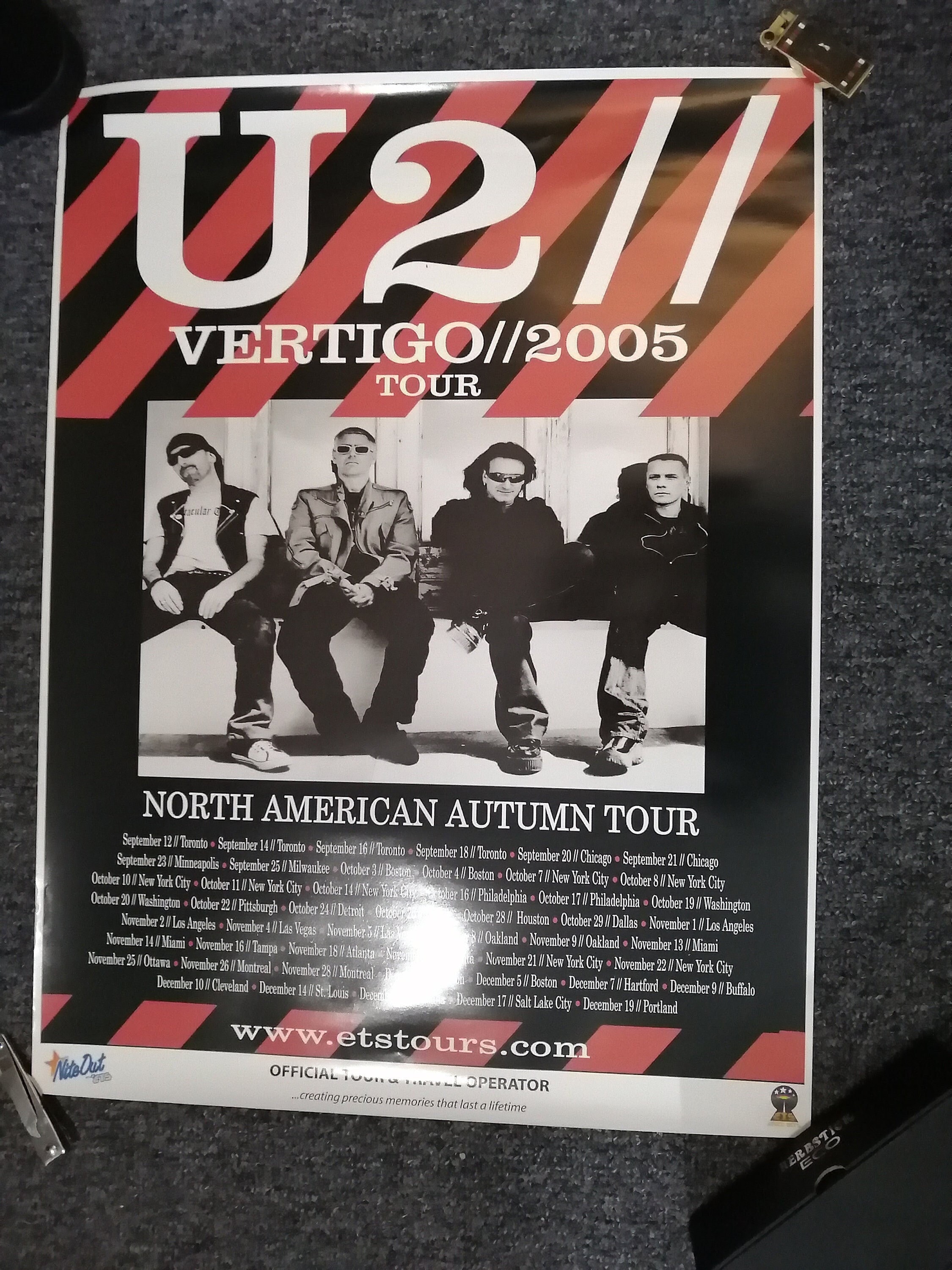 U2 Vertigo Poster 2005 Autumn North American Tour With Dates Bono Edge ...