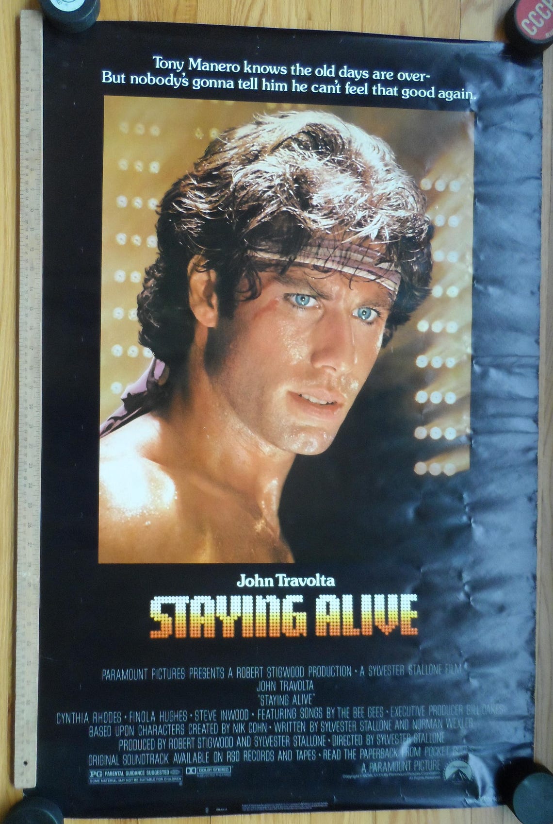 Staying Alive John Travolta Original 1983 Movie Poster Bee Gees ...