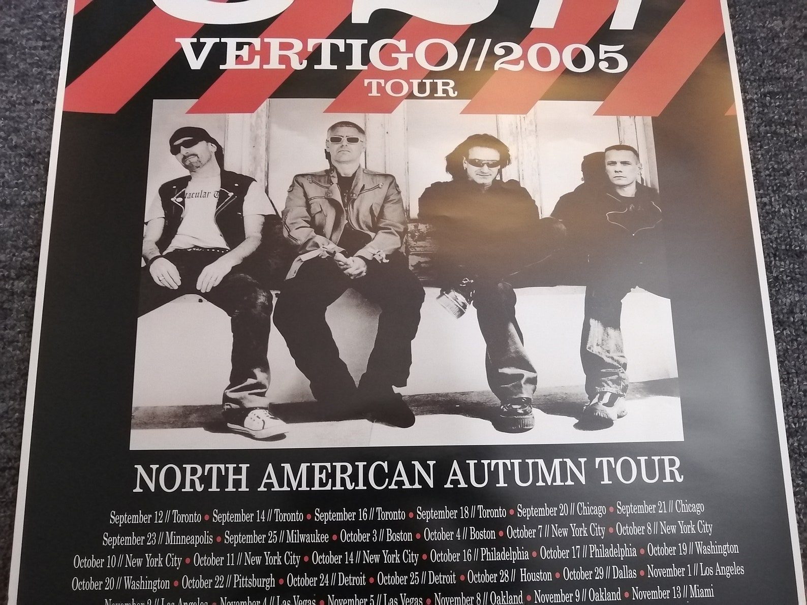 U2 Vertigo Poster 2005 Autumn North American Tour With Dates Bono Edge ...