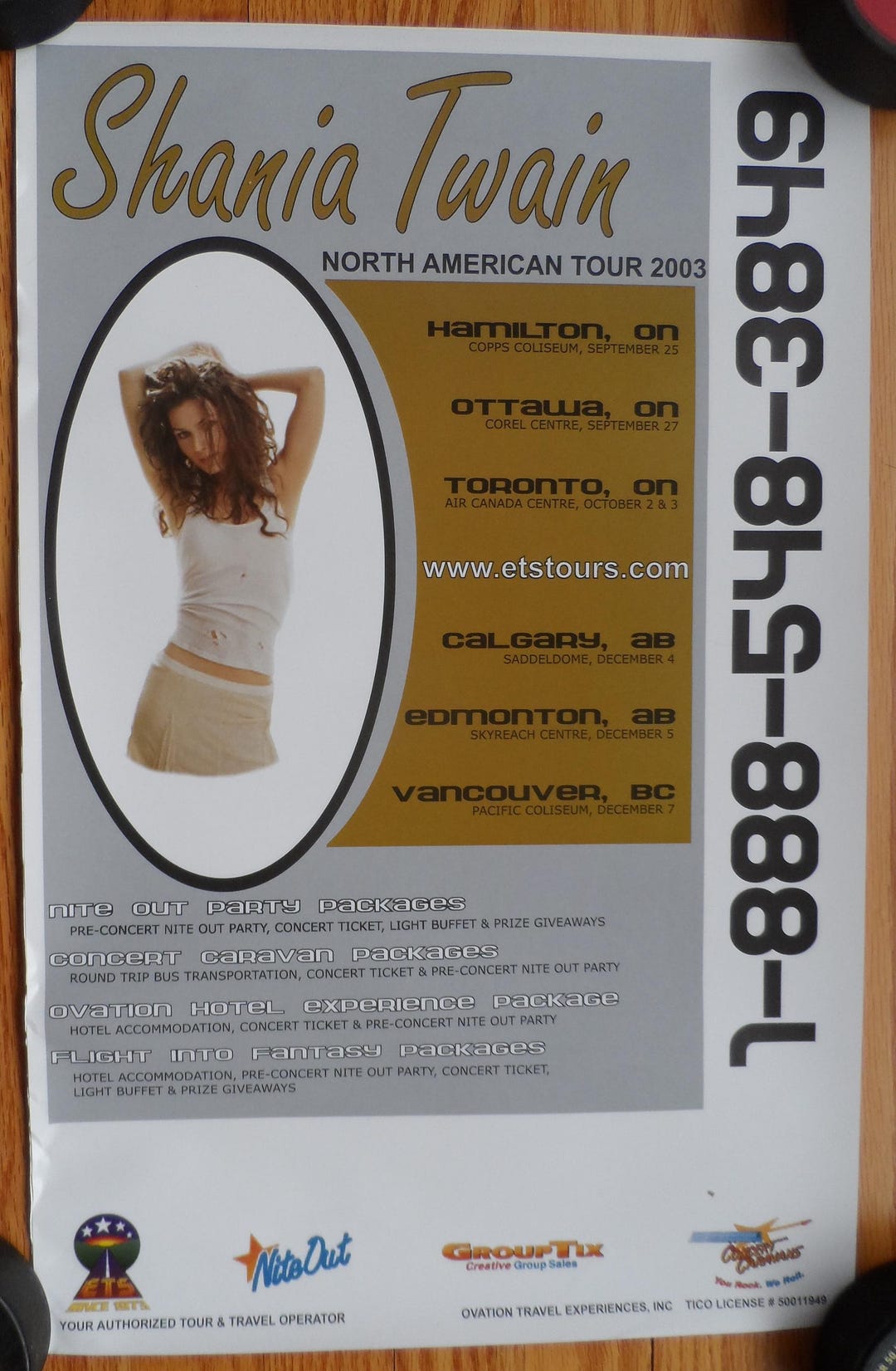Shania Twain 2003 North America Tour Poster 17*11 Inch With Dates ...
