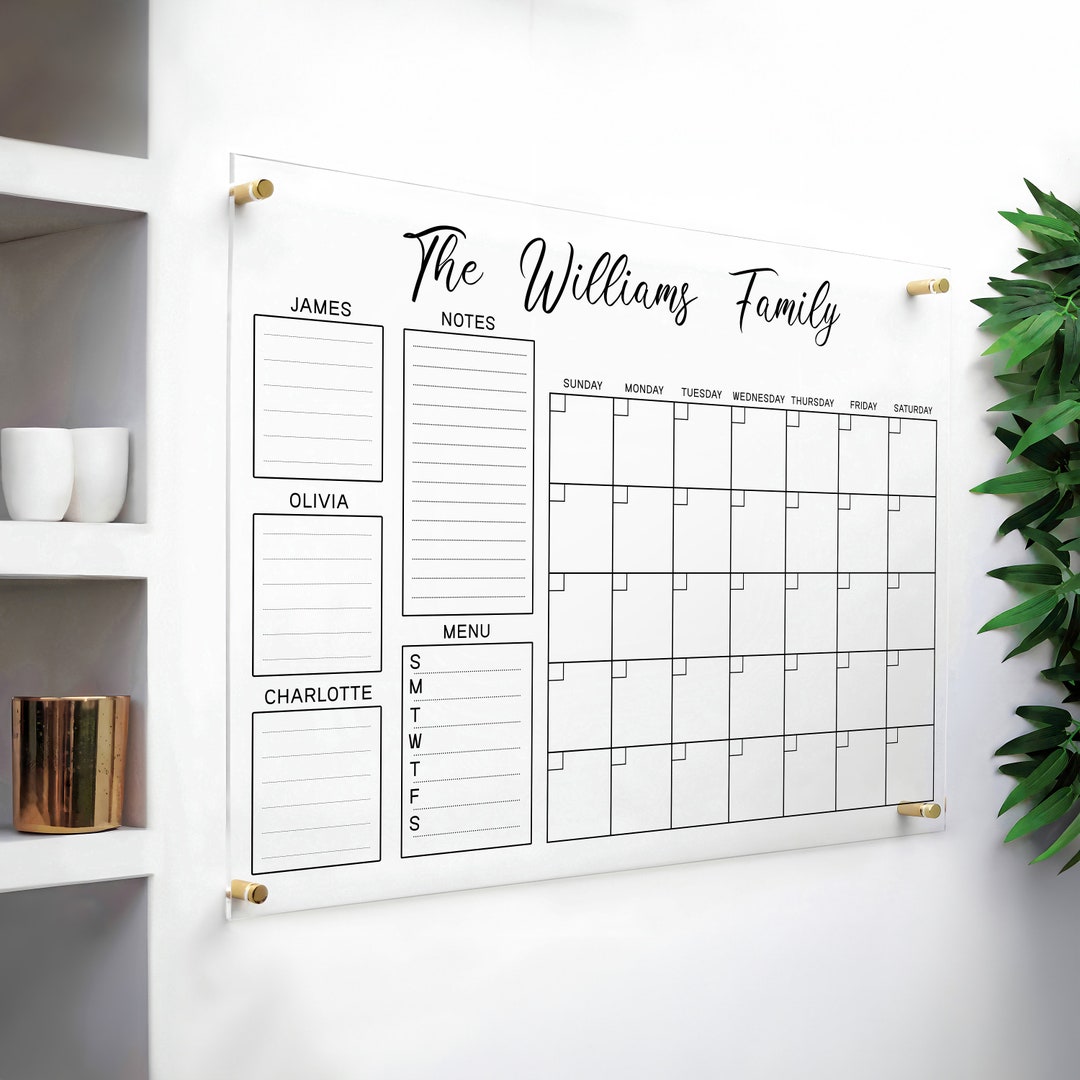 Acrylic Wall Calendar Acrylic Family Calendar Dry Erase Calendar ...