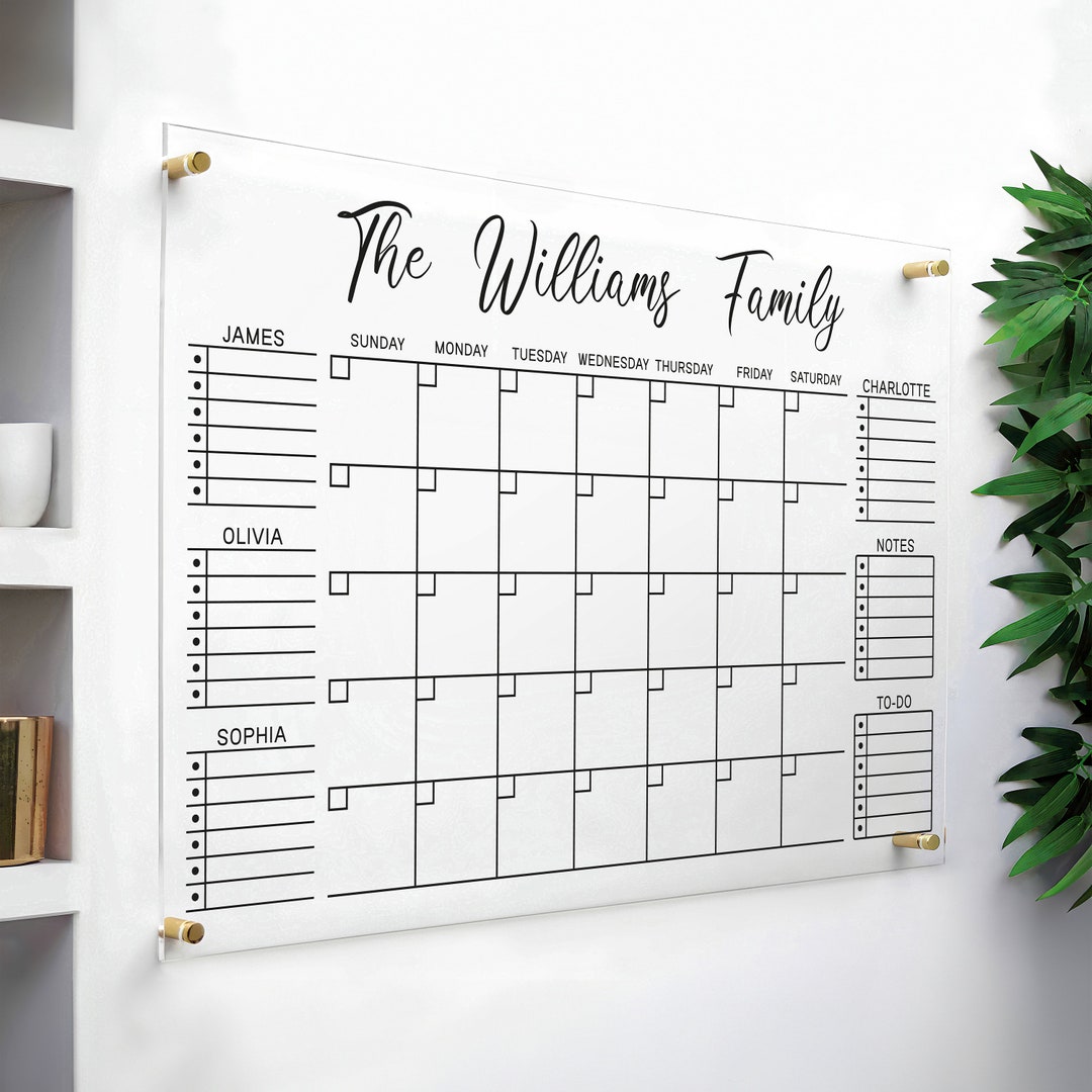 Acrylic Family Calendar for Wall Large Family Planner Dry Erase ...
