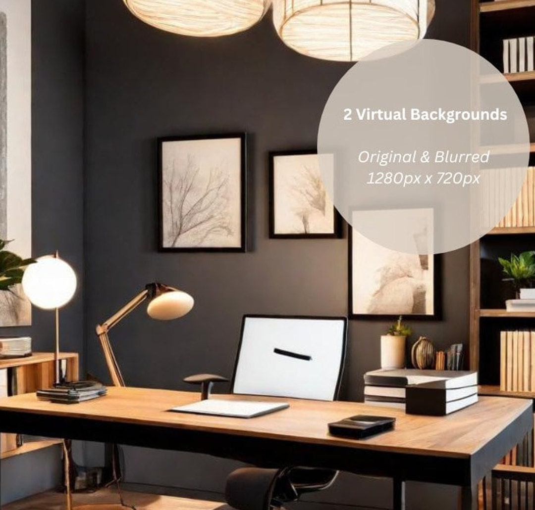 Virtual Office Zoom Background Cozy Office Setting With Lamps ...