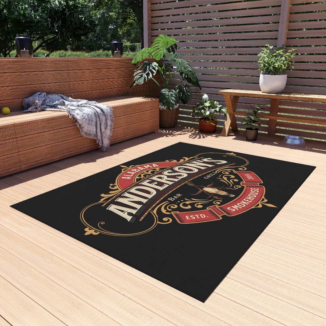 Personalized Outdoor Rug for Papa's BBQ - Dad's Smoker - Backyard BBQ ...