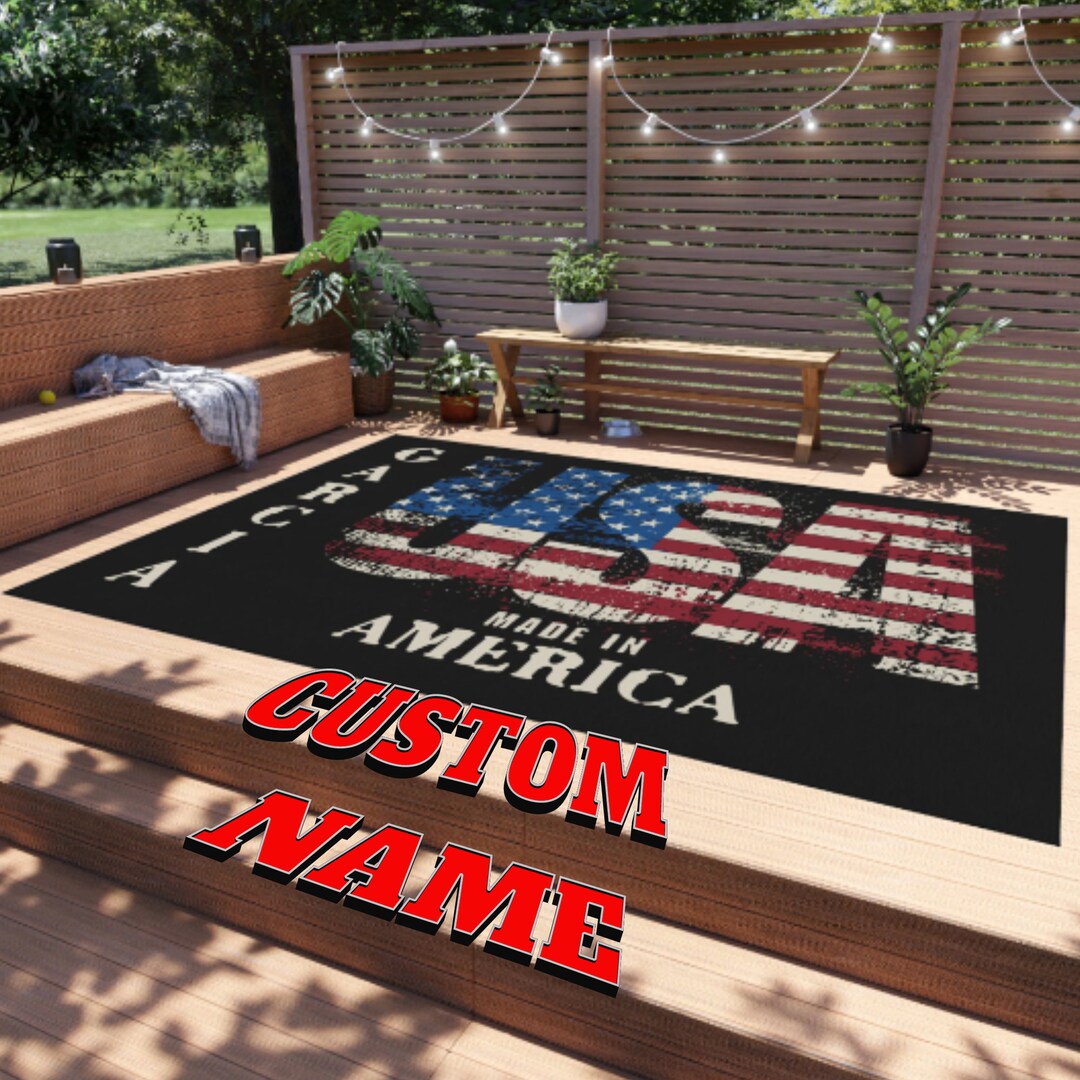 Custom American Flag Outdoor Rug 4th of July BBQ Dad Gift on Father's ...