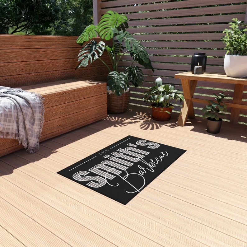 Personalized BBQ Grill Mat: Outdoor Polyester Rug, Backyard Decor - Etsy