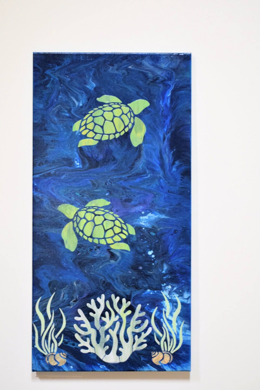 Textured Sea Turtles Acrylic Painting, Handmade, Nature, Wall Art ...