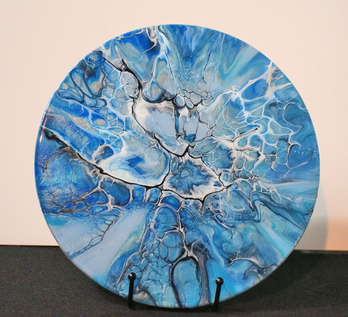 10 Inch Round ART, Acrylic Paint and Mica Pigments, Bloom Technique ...