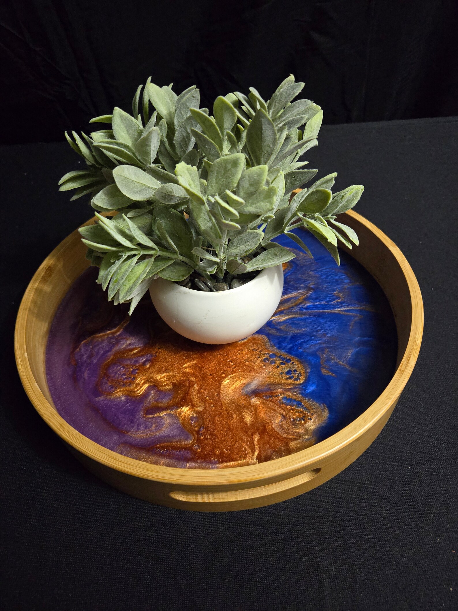 Colorful Serving Tray With Purple, Gold and Blue Acrylic Swirls - Etsy