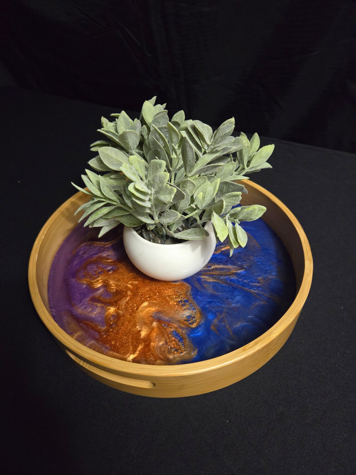 Colorful Serving Tray With Purple, Gold and Blue Acrylic Swirls - Etsy