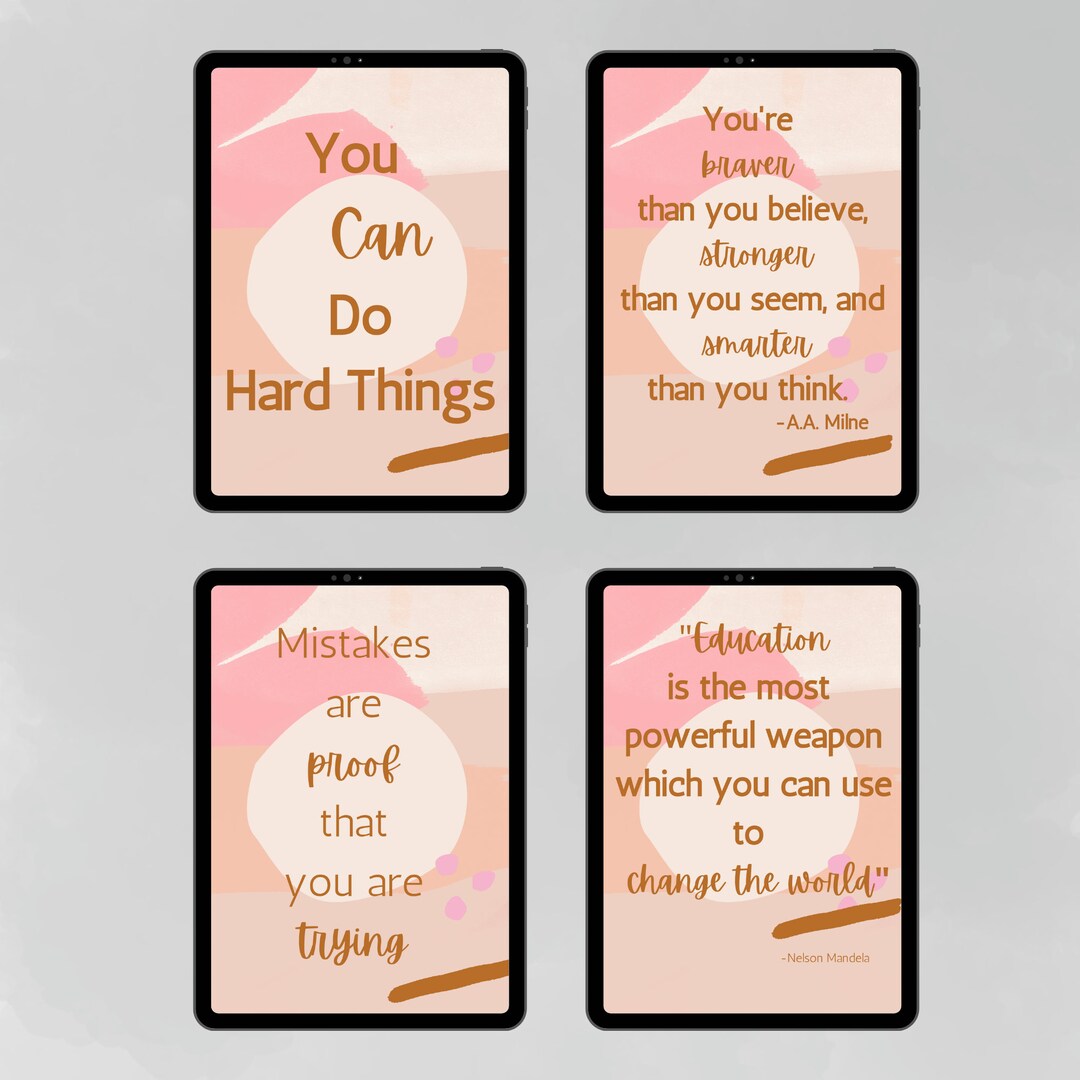 Set of 4 Classroom Posters Pastel Inspirational Sayings Digital ...