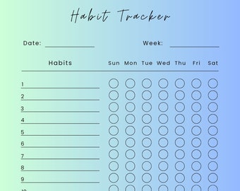 Customizable Daily Habit Tracker Template, Instantly Download and Print ...