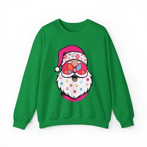 Peace Santa Sweatshirt, Trendy Santa Sweater, Cute Christmas Hippie ...
