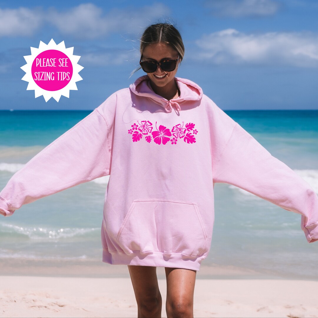 Hibiscus Hoodie, Preppy Summer Hoodie, Beach Aesthetic Hoodie, Trendy ...