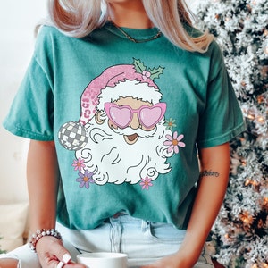 Disco Santa Comfort Colors Tshirt, Preppy Christmas Shirt, Trendy ...