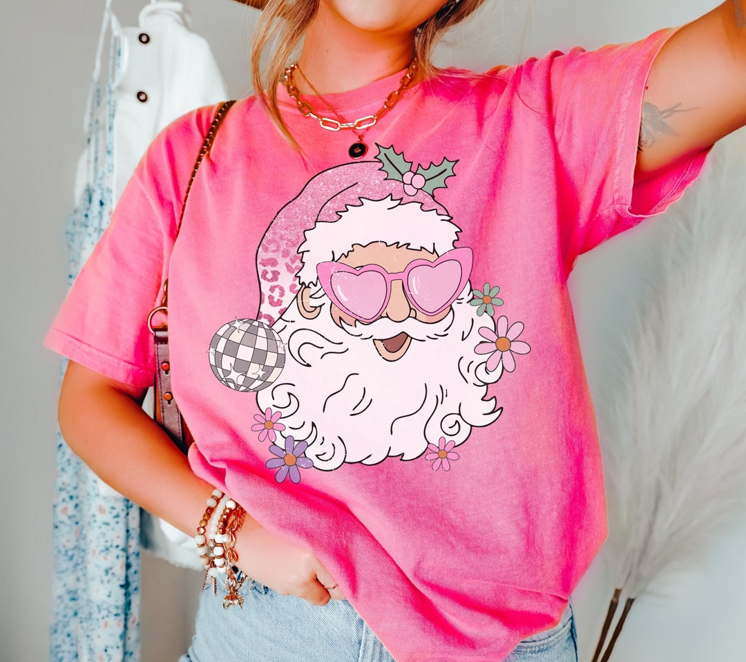 Disco Santa Comfort Colors Tshirt, Preppy Christmas Shirt, Trendy ...