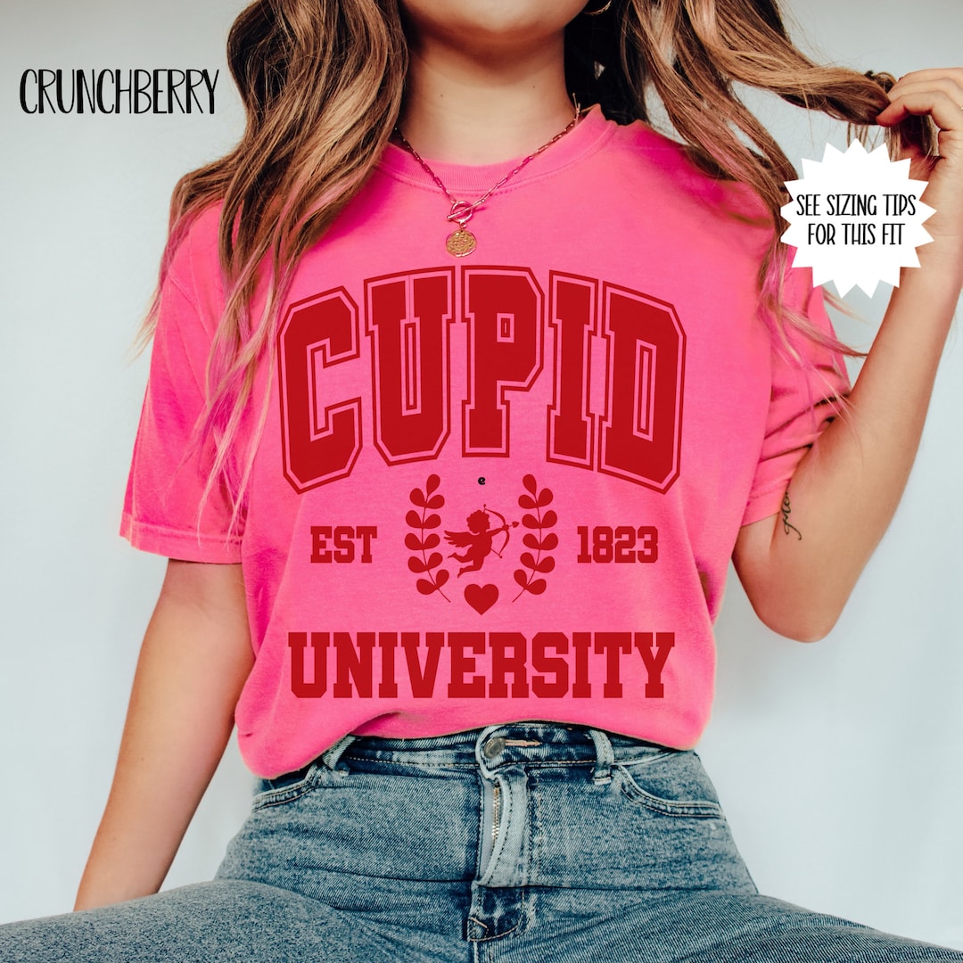 Cupid University Valentines Day T-shirt, COMFORT COLORS, Cute ...