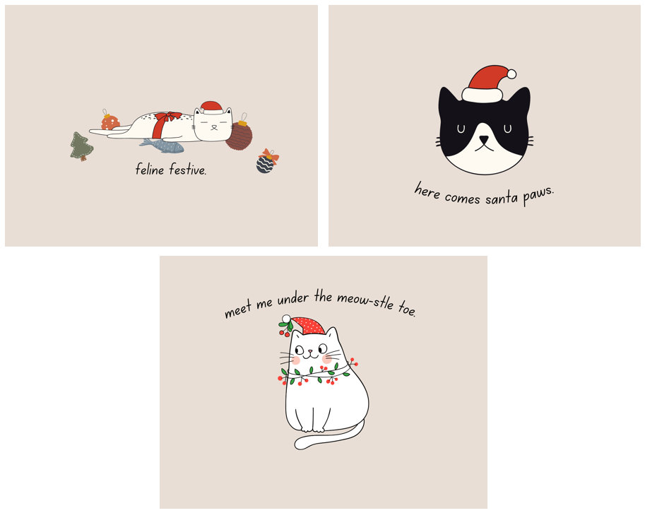 Printable Christmas Cat Pun Postcards | Set of 3 - Etsy