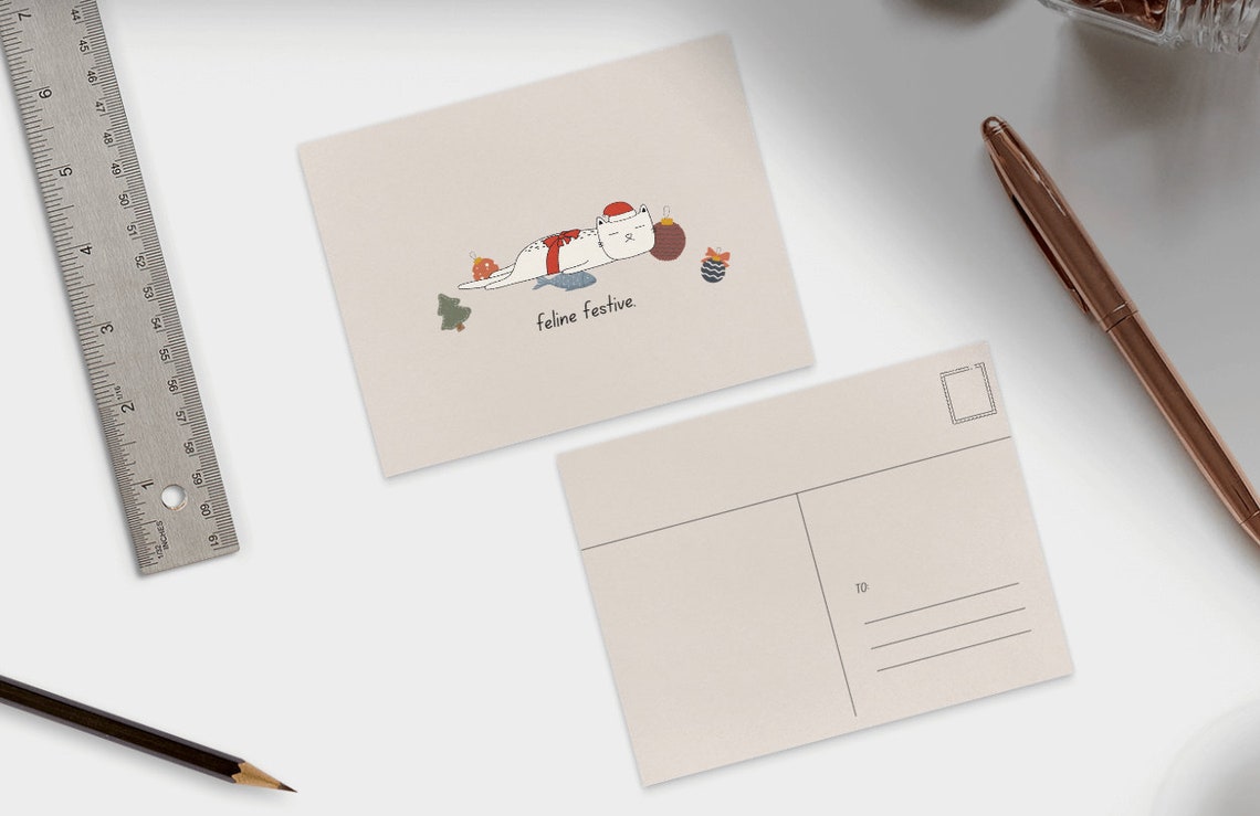 Printable Christmas Cat Pun Postcards | Set of 3 - Etsy
