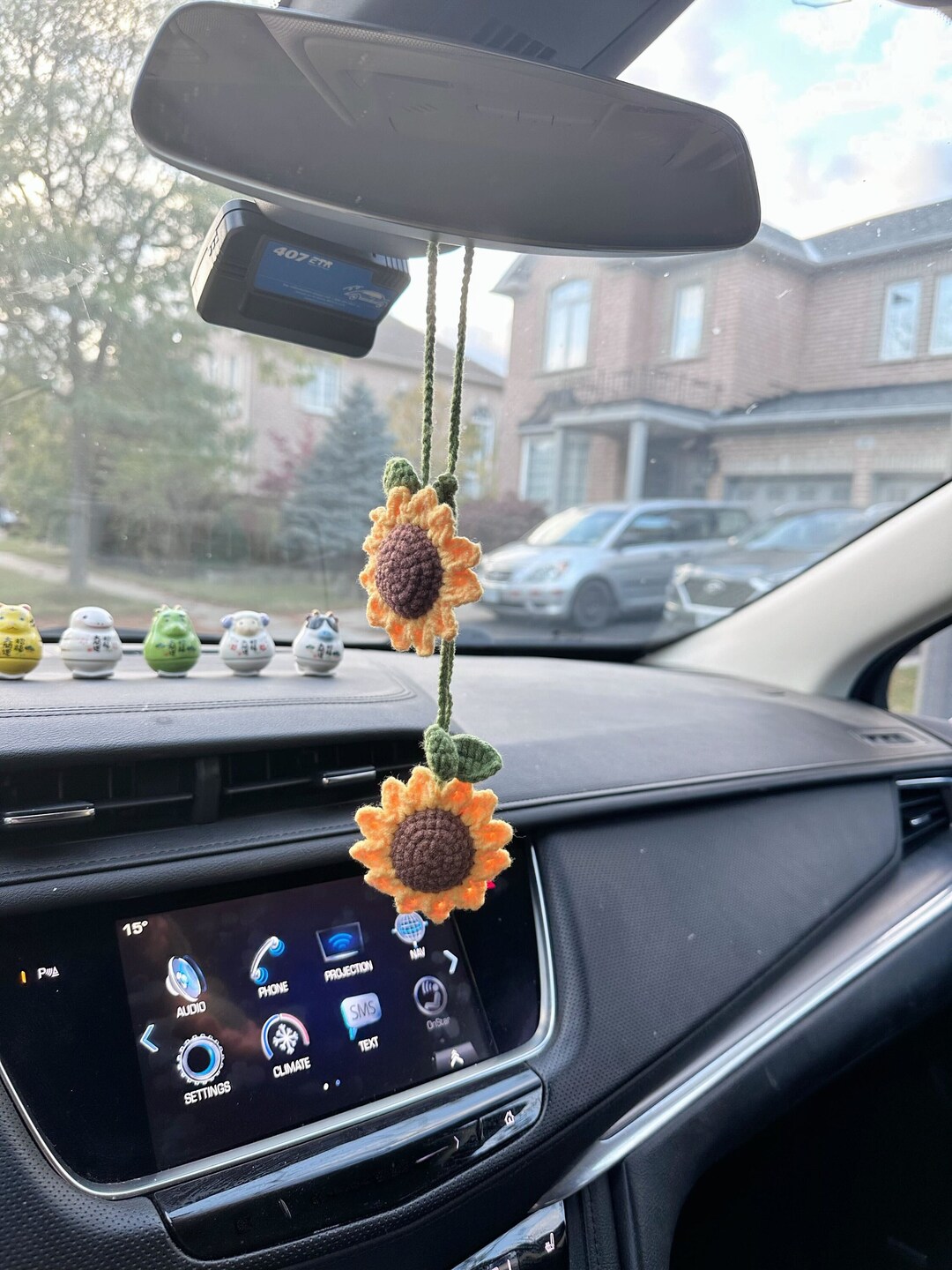2 Pcs Crochet Classic Sunflower Car Hanging, Crochet Plant, Bag Hanging ...