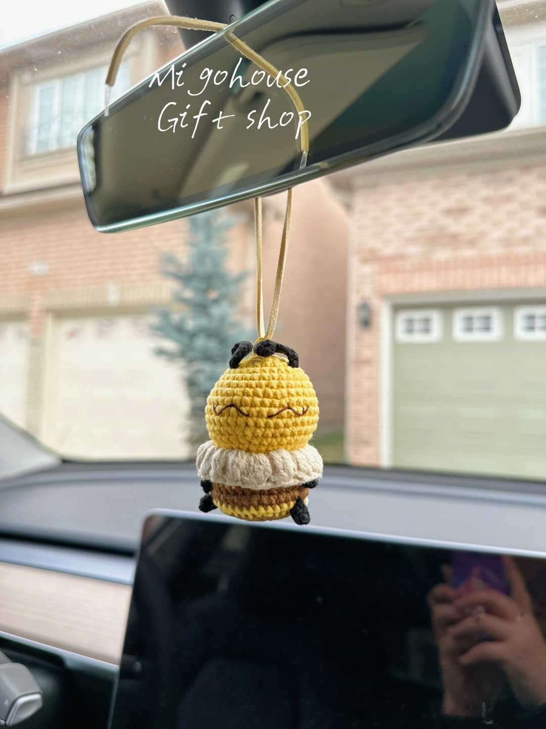 Handmade Crochet Cute Chubby Bees Car Hanging, Key Chain Bag Hanging ...